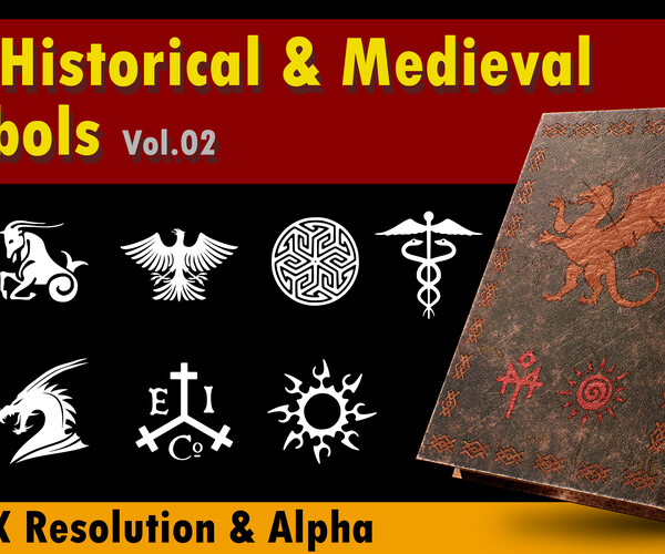 ArtStation - 200 Historical & Medieval Symbols Alpha (Vol.2) | Brushes