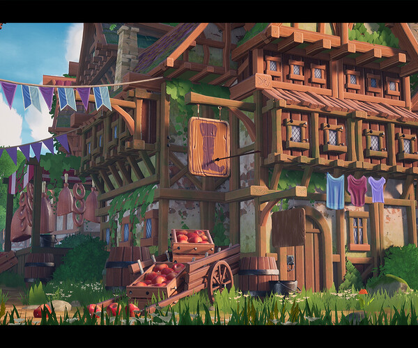 ArtStation - Modular Stylized Medieval Town | Game Assets