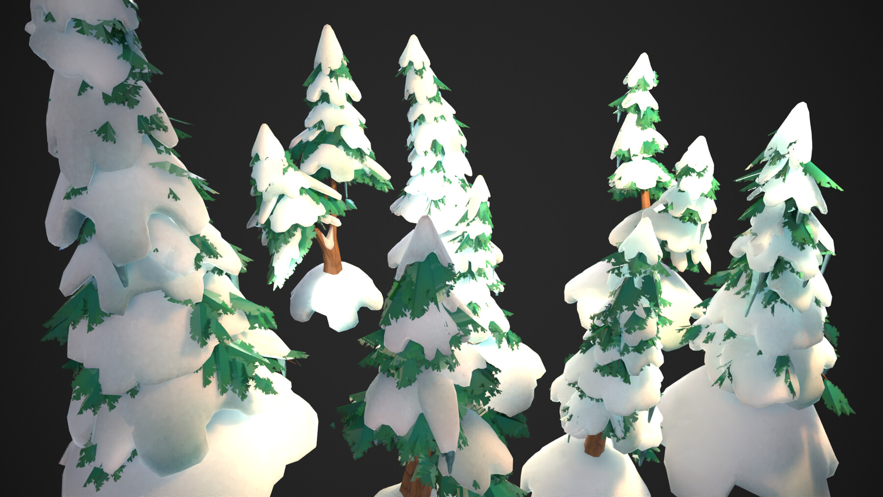 ArtStation - Winter Conifer Tree Kit | Game Assets