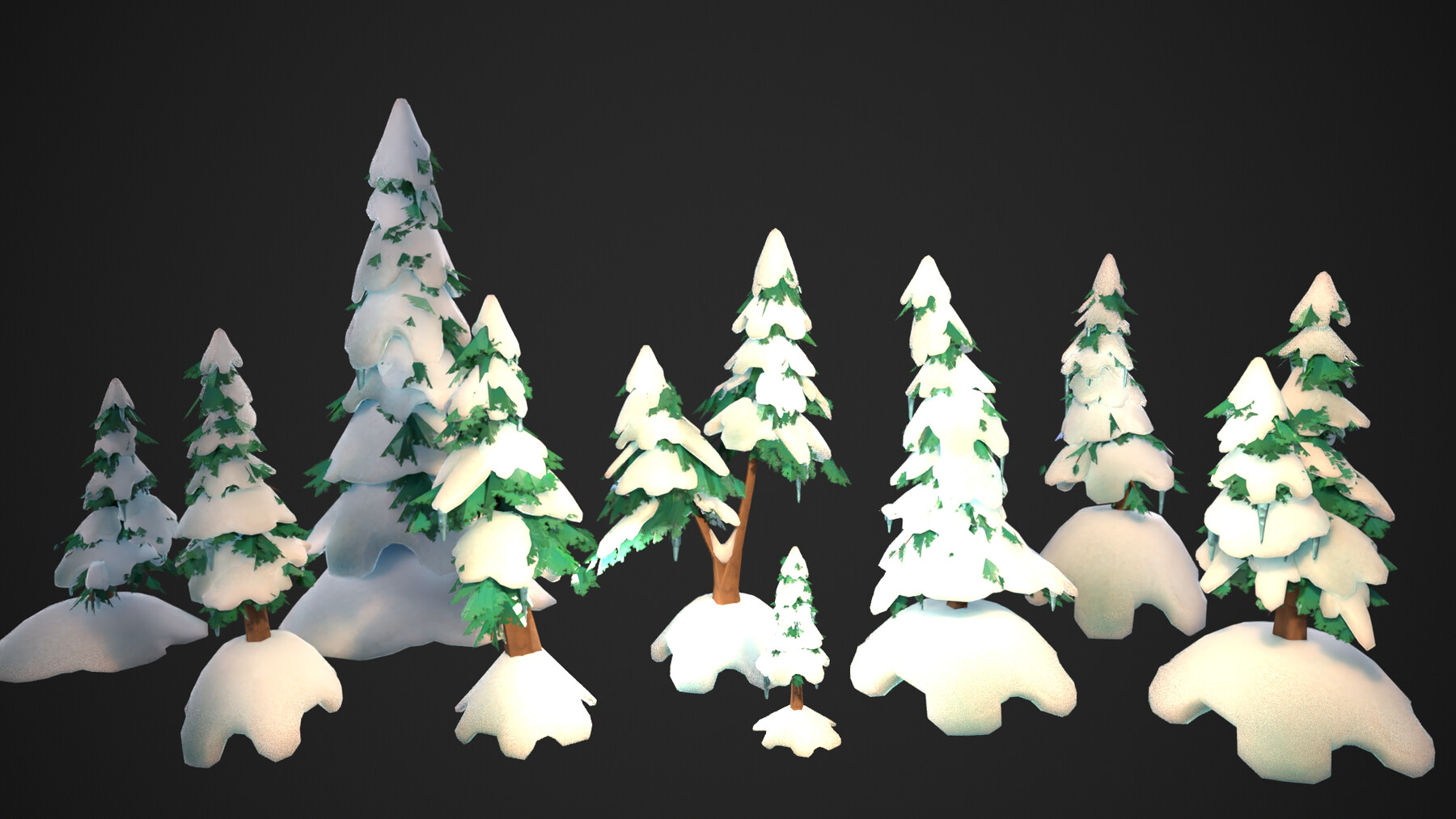 ArtStation - Winter Conifer Tree Kit | Game Assets