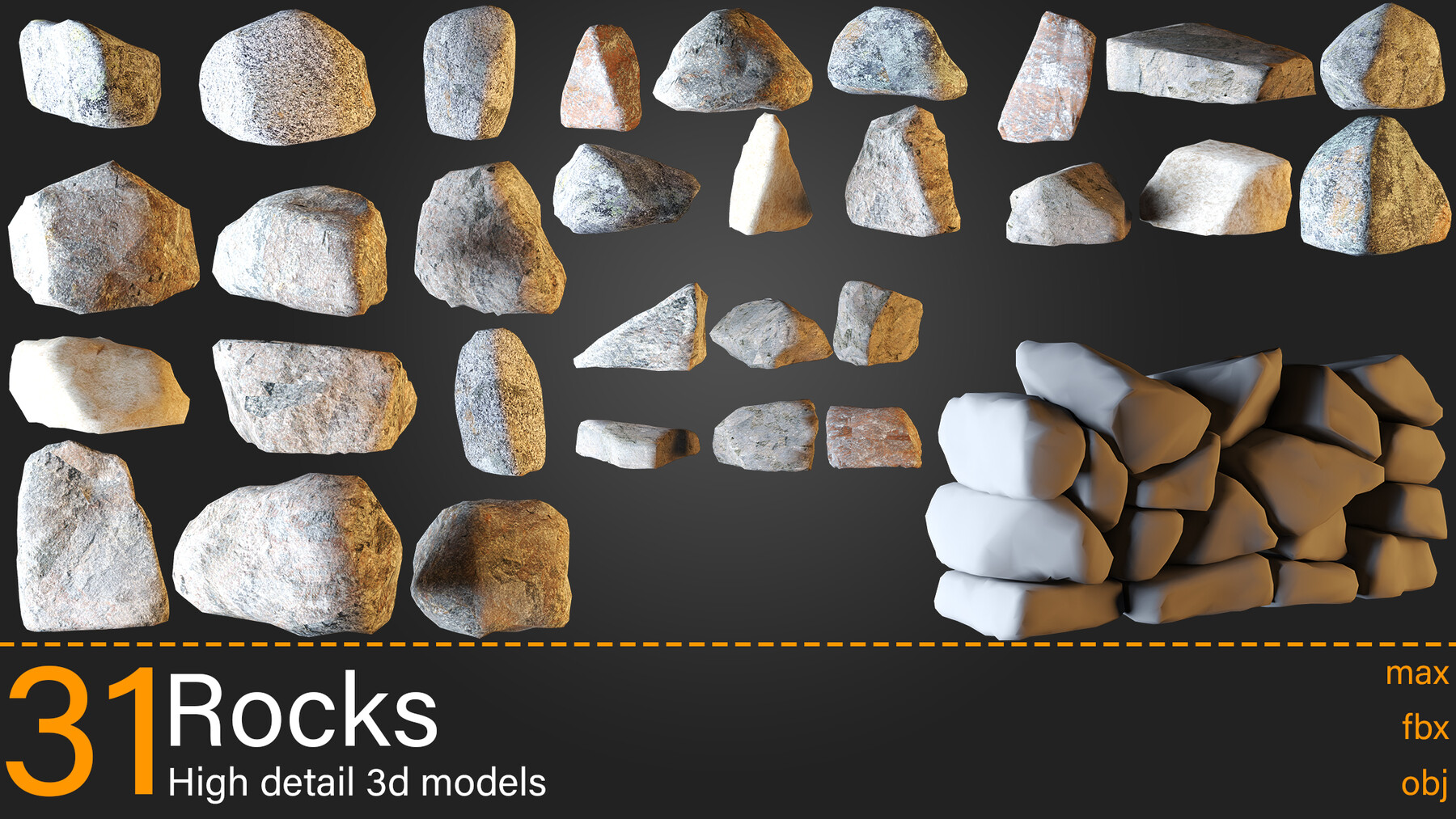 ArtStation - 31 Rocks- 3d models-max.fbx.obj | Resources