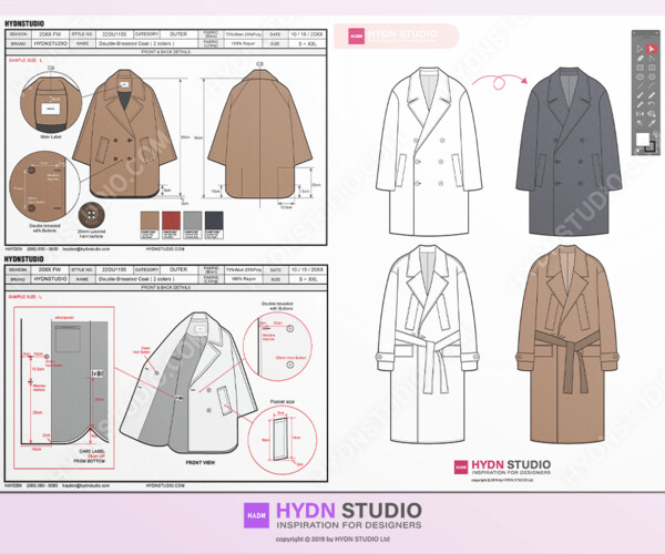 ArtStation - (Fashion Flats/Teck Pack) Coat Outer Design Fashion Flats + Teck Pack Bundle | Artworks