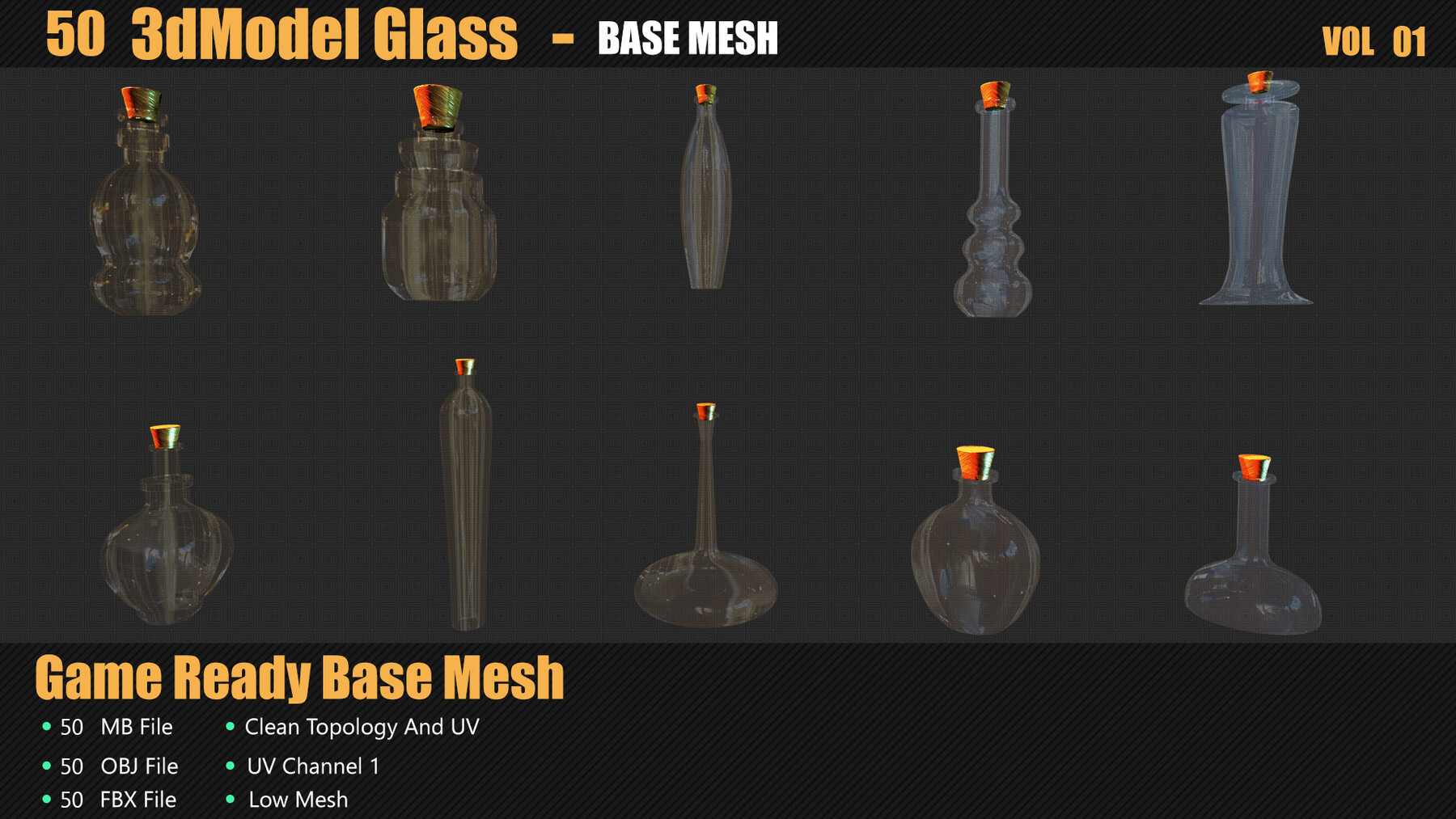ArtStation - 50 3D Glass Models Base Mesh In Maya | Game Assets