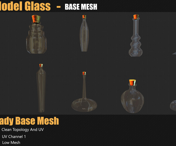 ArtStation - 50 3D Glass Models Base Mesh In Maya | Game Assets