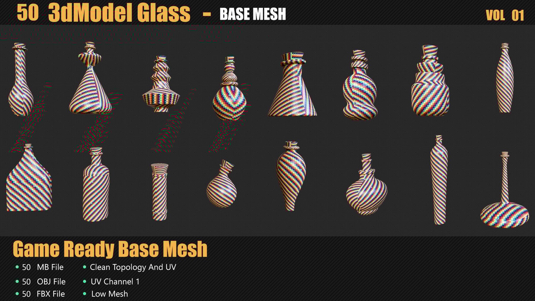 ArtStation - 50 3D Glass Models Base Mesh In Maya | Game Assets