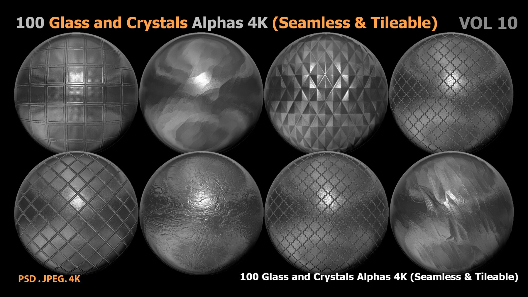 ArtStation - 100 Glass and Crystals Alphas (Seamless & Tileable) VOL 10 ...