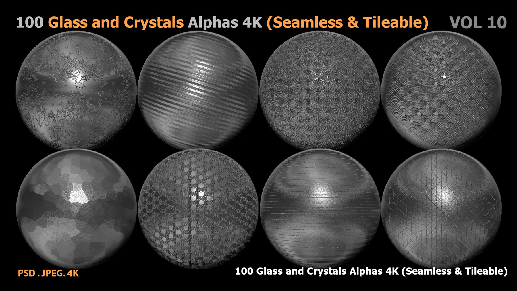 ArtStation - 100 Glass and Crystals Alphas (Seamless & Tileable) VOL 10 ...
