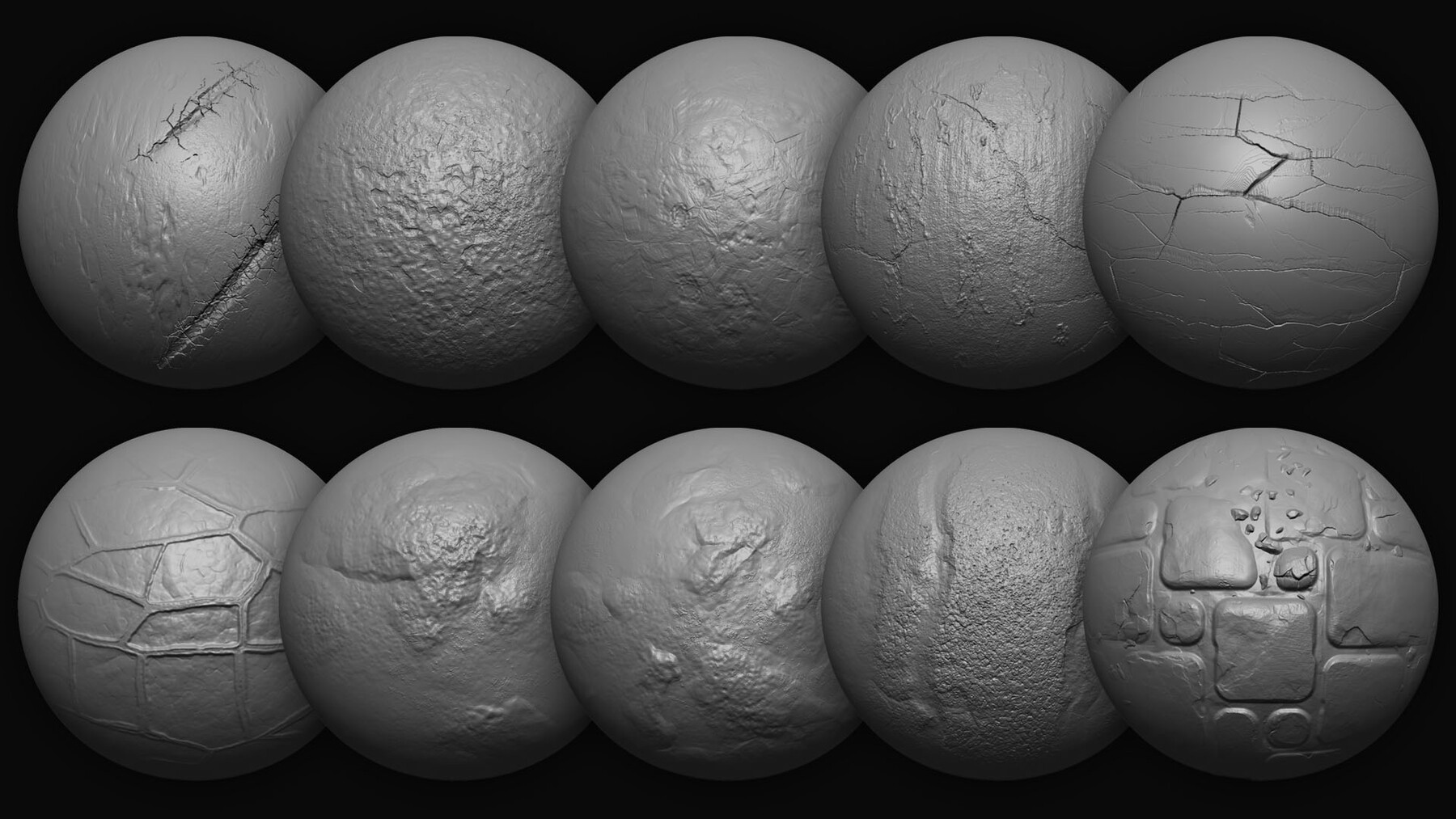 ArtStation - 50 Stone and Rock Zbrush brush + seamless alphas | Brushes