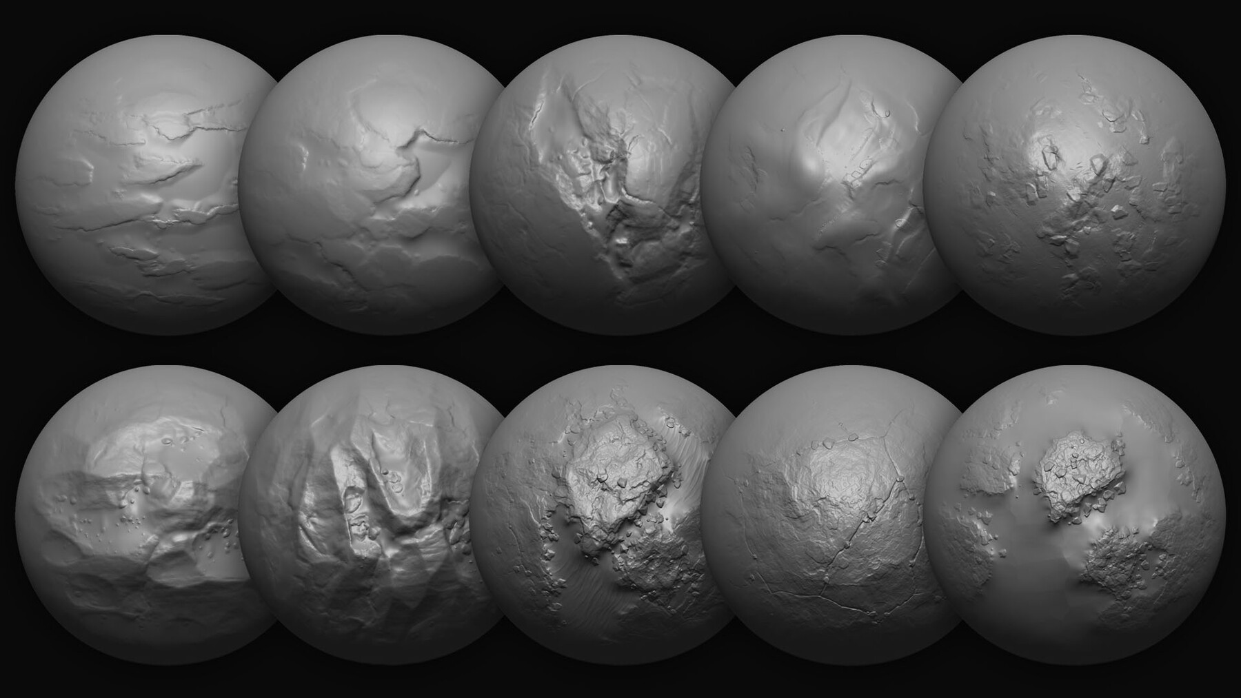 ArtStation - 50 Stone and Rock Zbrush brush + seamless alphas | Brushes
