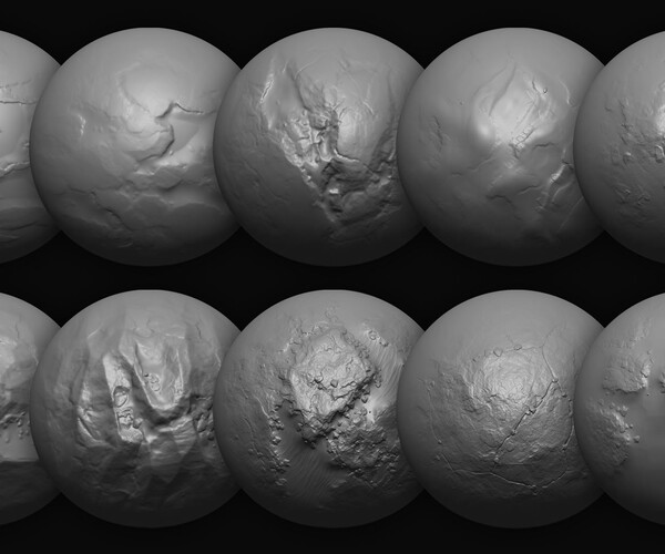 ArtStation - 50 Stone and Rock Zbrush brush + seamless alphas | Brushes