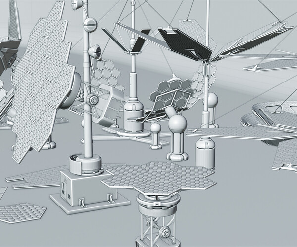 ArtStation - 15+ Sci-Fi Modular solar panels Kit | Resources