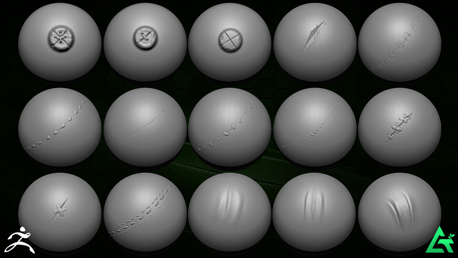 ArtStation - 50 Stylized Seam, Sew Zbrush Brush | Brushes