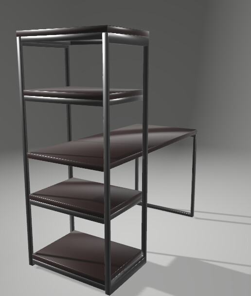 ArtStation - SImple Computer desk with shelves attached | Game Assets
