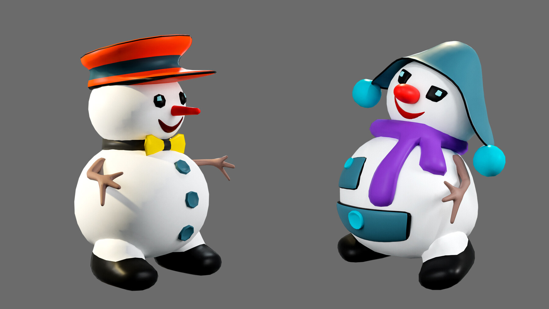 ArtStation - Cartoon characters-2 snowmen | Game Assets