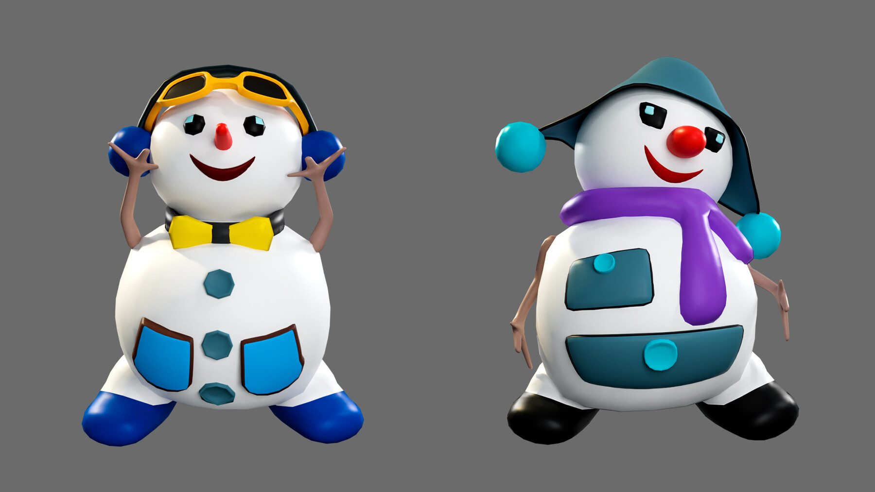 ArtStation - Cartoon characters-2 snowmen | Game Assets