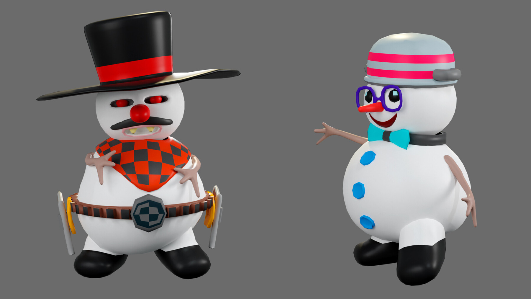 ArtStation - Cartoon characters-2 snowmen | Game Assets