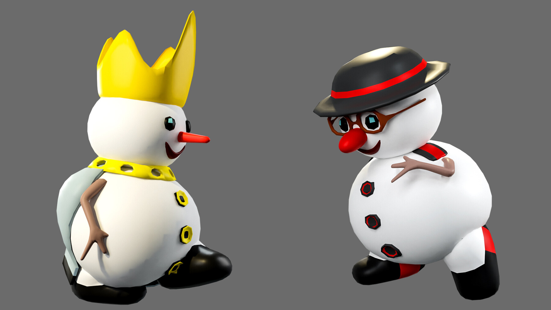 ArtStation - Cartoon characters-2 snowmen | Game Assets