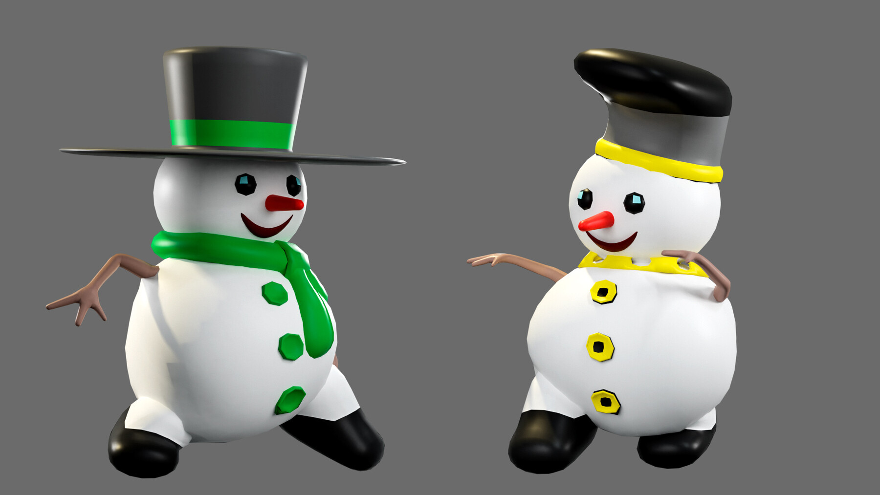 ArtStation - Cartoon characters-2 snowmen | Game Assets