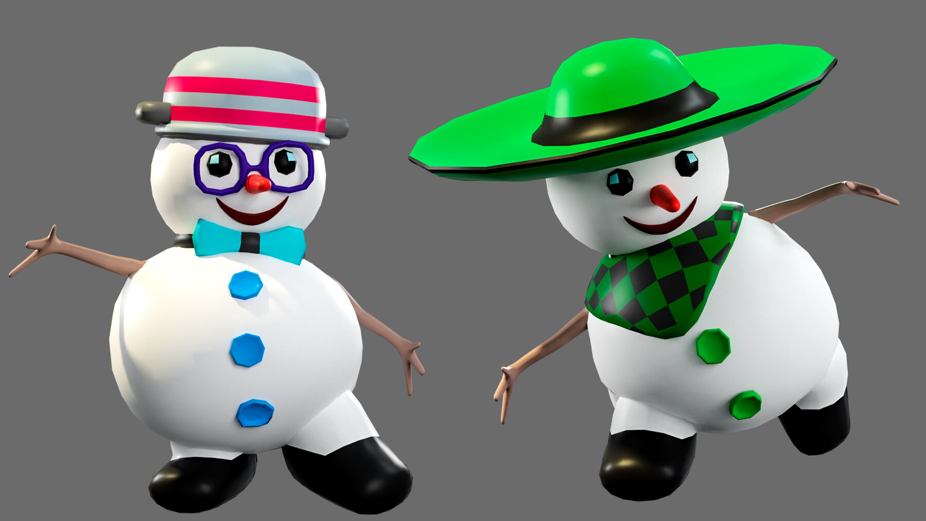 ArtStation - Cartoon characters-2 snowmen | Game Assets
