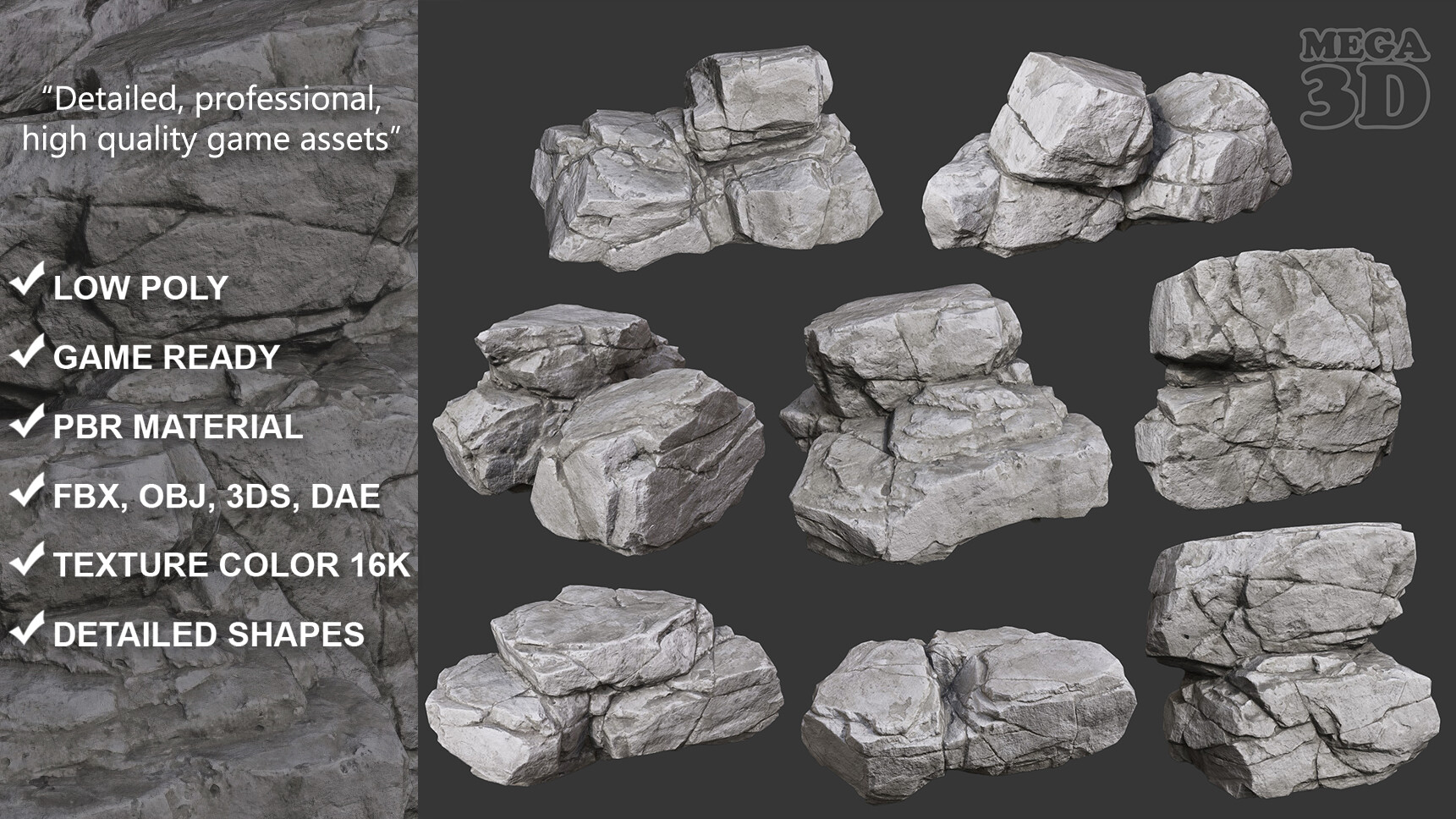 ArtStation - Gray Horizontal Rock Modular 221123 - Ultra HD 16K Texture ...