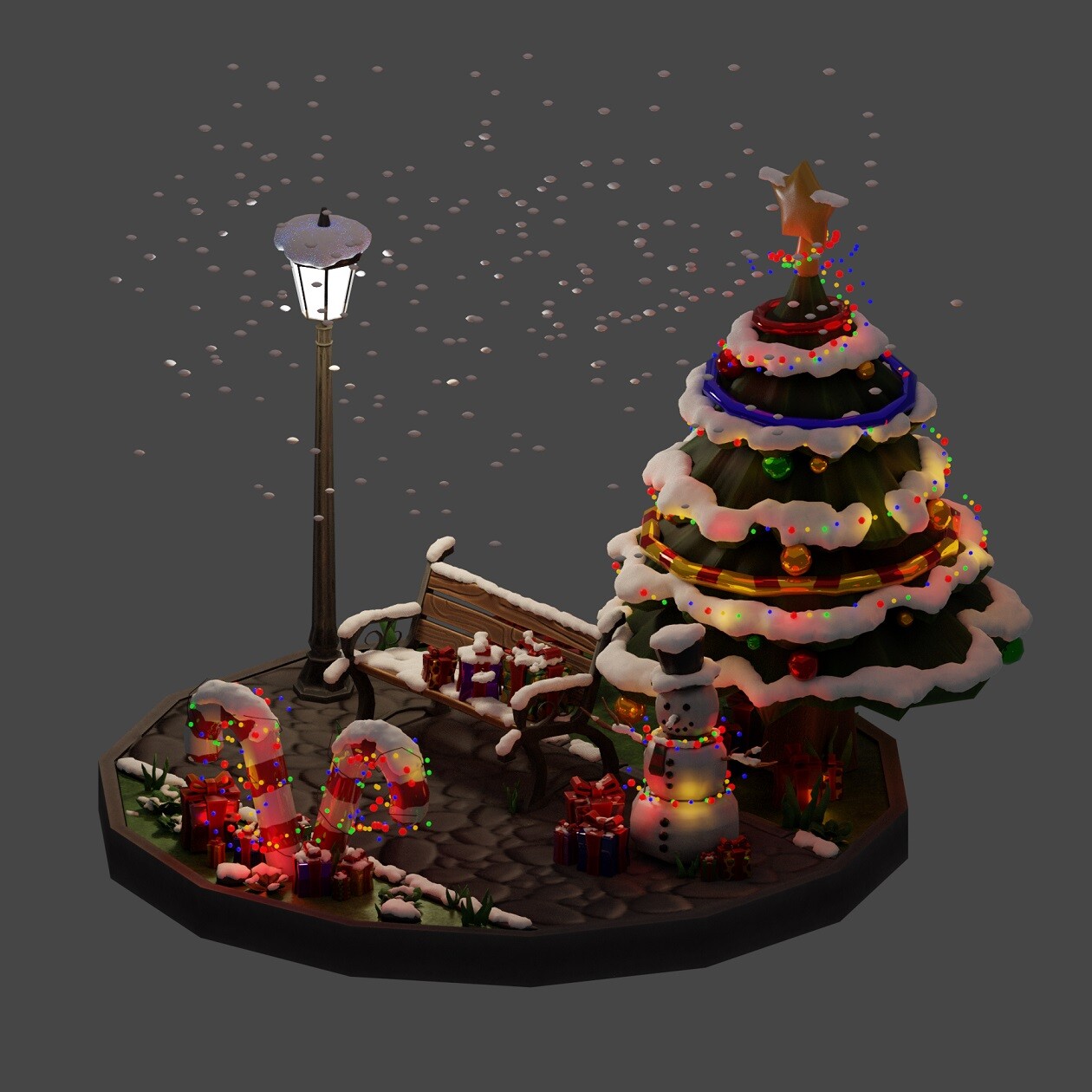 ArtStation - Christmas Street Scene | Game Assets