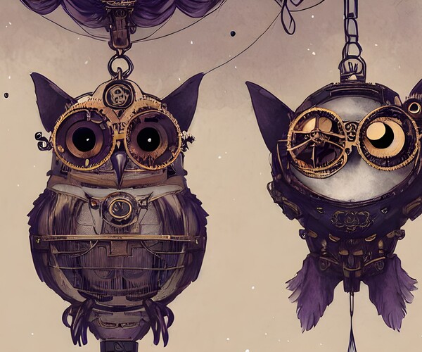 ArtStation - Pack of 48 Steampunk Owls | Artworks