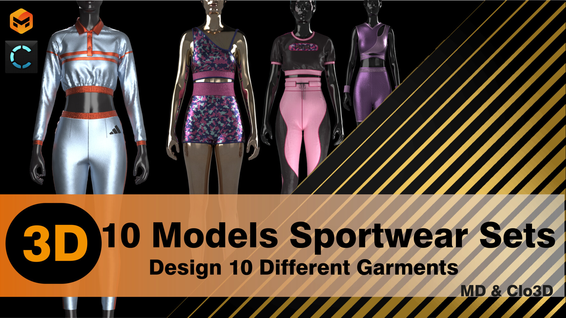 ArtStation - 10 Models of Women Sportwear / Marvelous Designer / CLO3D ...