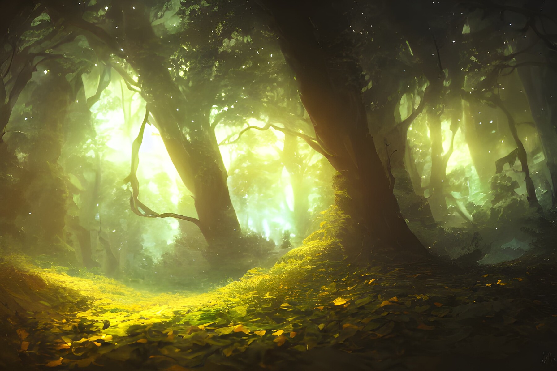 ArtStation - Pack of 44 Magicly lighted Autumn Forest illustrations ...