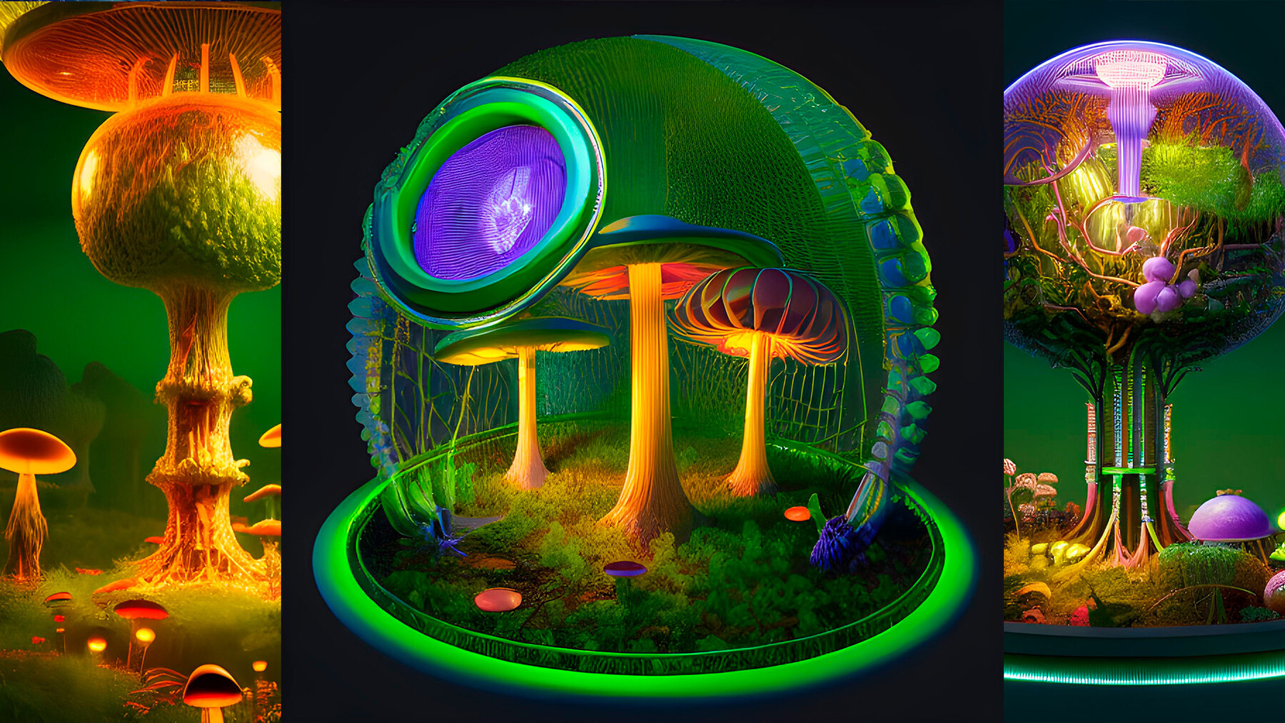 ArtStation - Pack of 24 Psy Mushrooms micro worlds | Artworks