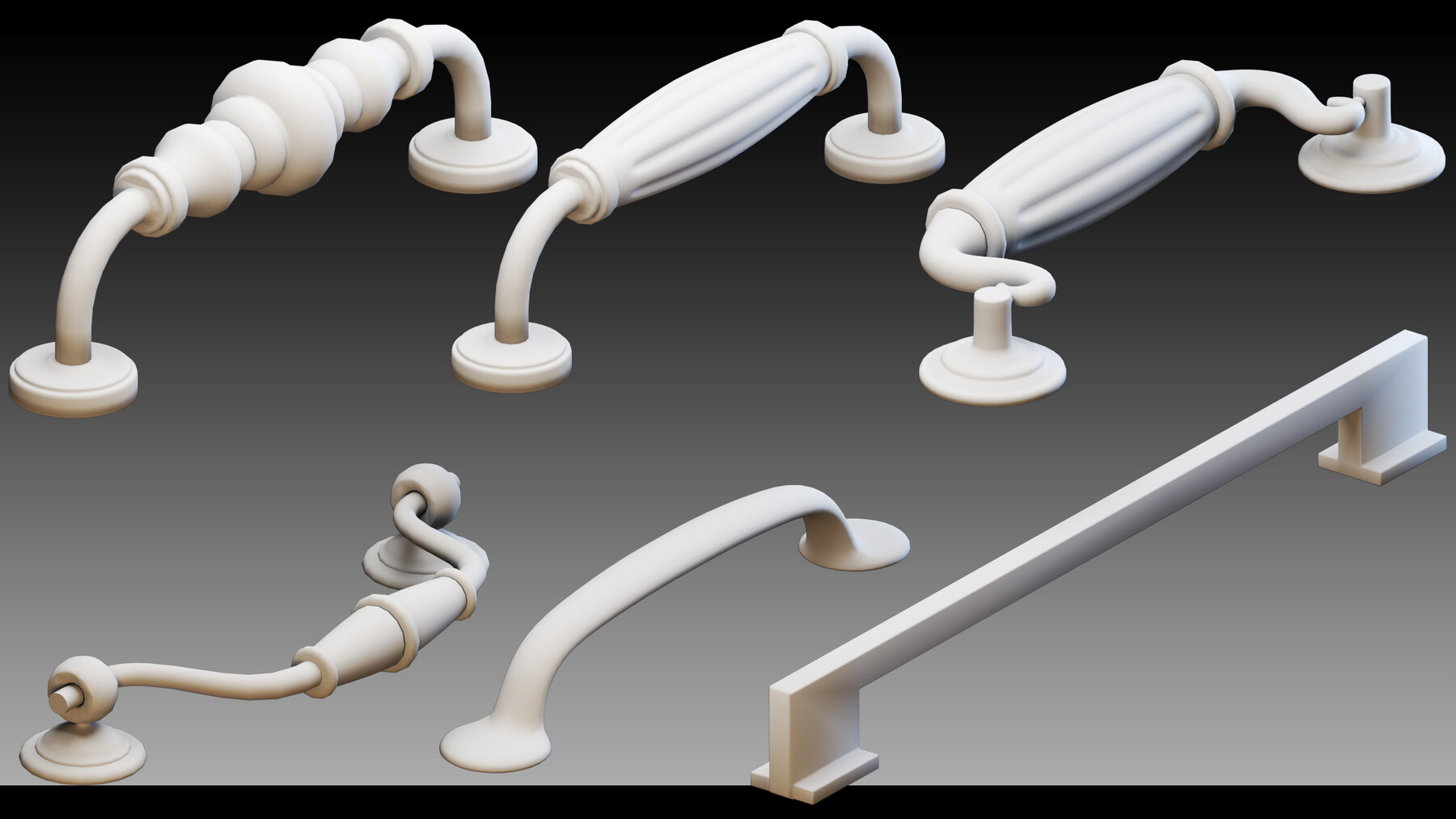 ArtStation - +140 Cabinet Handles- High detail 3d models | Resources