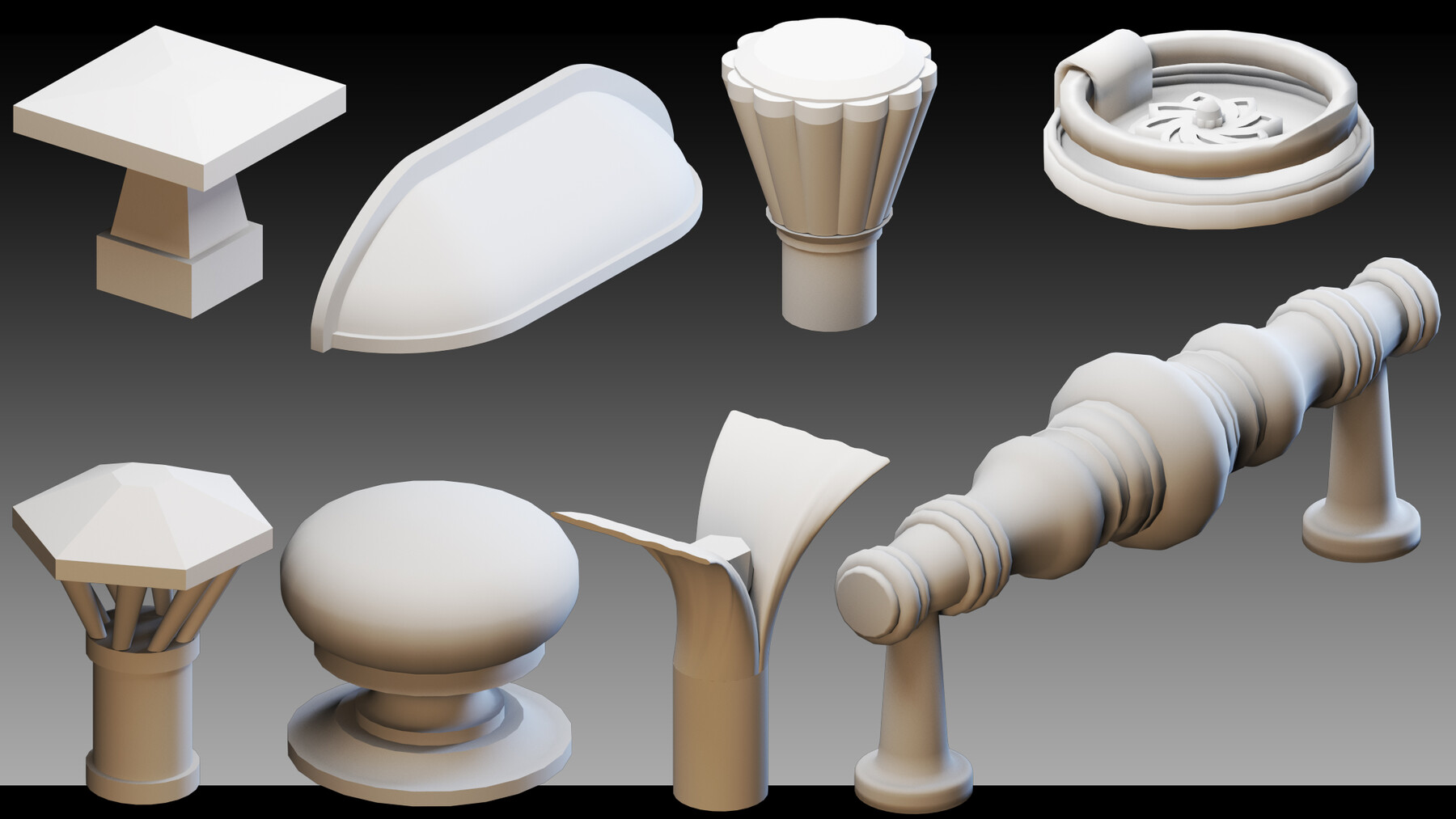 ArtStation - +140 Cabinet Handles- High detail 3d models | Resources