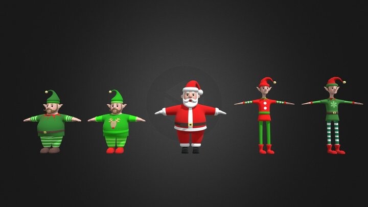 ArtStation - Santa Claus and Elves Christmas Characters | Game Assets