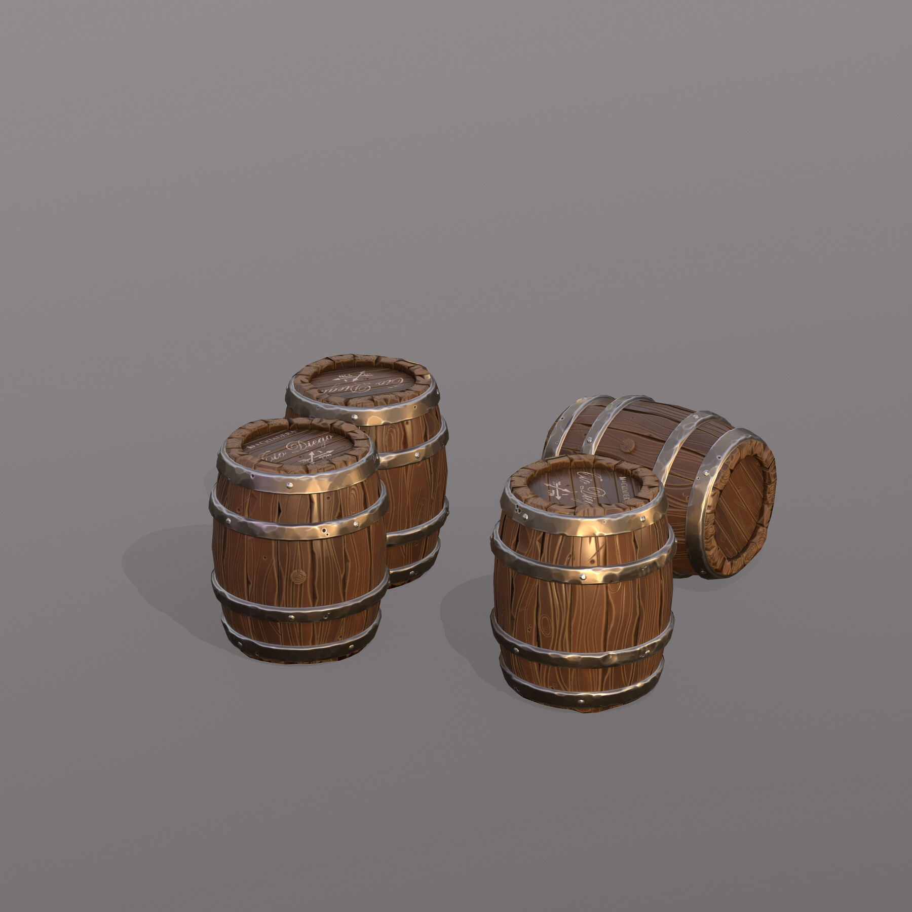 ArtStation - Stylized barrel made of Old Red Oak PBR Low Poly Game ...
