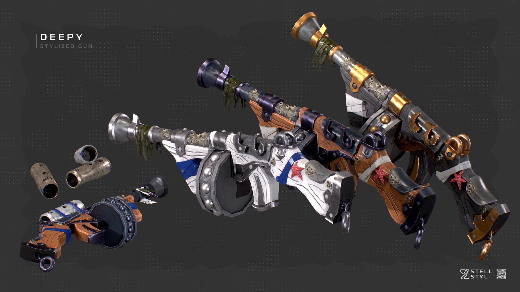 ArtStation - DEEPY w IMPROVISED SCOPE | STELL STYL STYLIZED GUN | Resources