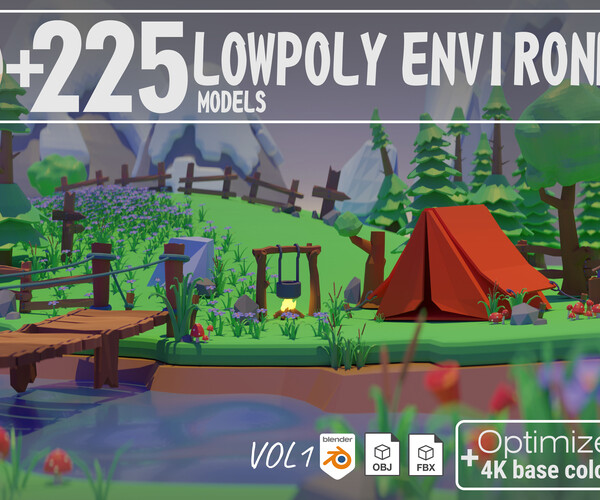 ArtStation - +225 3D lowpoly environment models | Game Assets