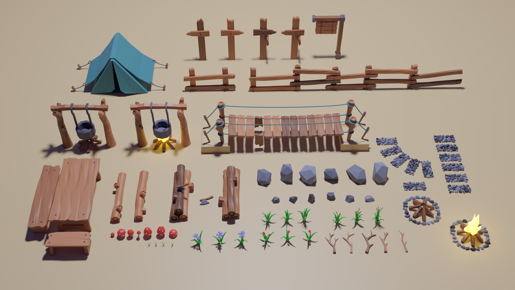 ArtStation - +225 3D lowpoly environment models | Game Assets
