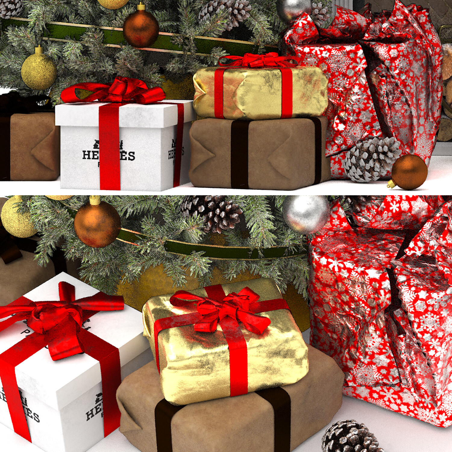 ArtStation - christmas tree with fireplace | Game Assets