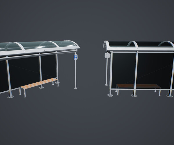 ArtStation - Stylized Bus Stop | Game Assets