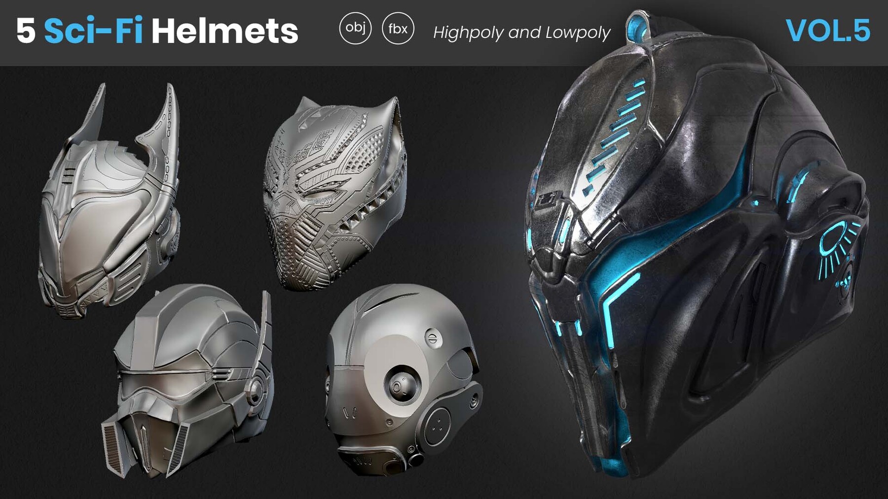 ArtStation - 5 Sci-Fi Helmets | Game Assets