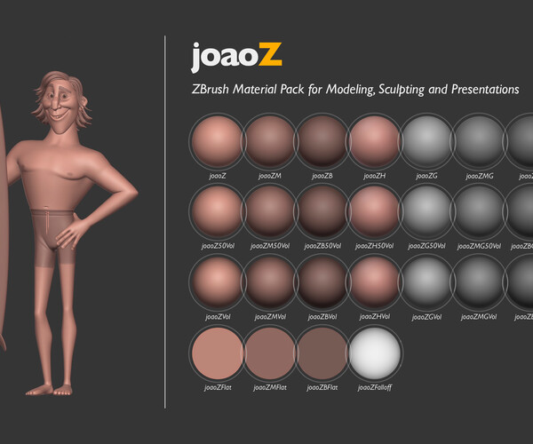 ArtStation - joaoZ - ZBrush Material Pack for Modeling, Sculpting and Presentations (28 ...