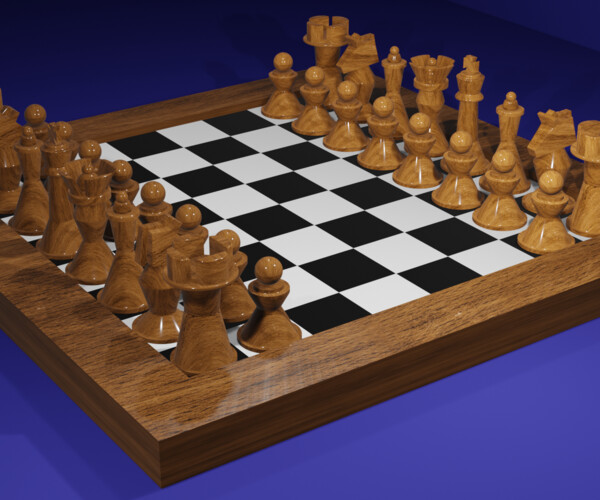 ArtStation - 3D Classic Chess (Wood and Black & White) | Game Assets