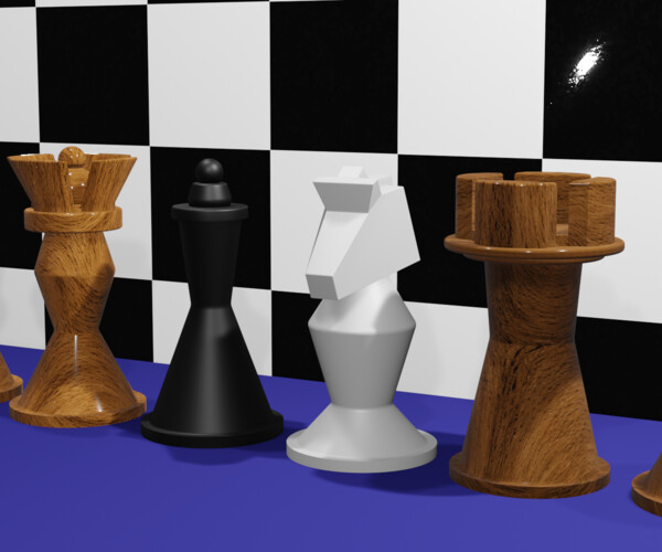 ArtStation - 3D Classic Chess (Wood and Black & White) | Game Assets