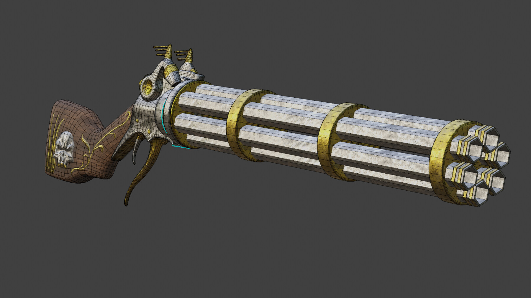 ArtStation - Gothic six-barreled machine gun | Game Assets