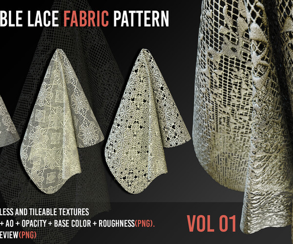 ArtStation - 50 Tileable Lace Fabric Pattern_Vol01 | Resources