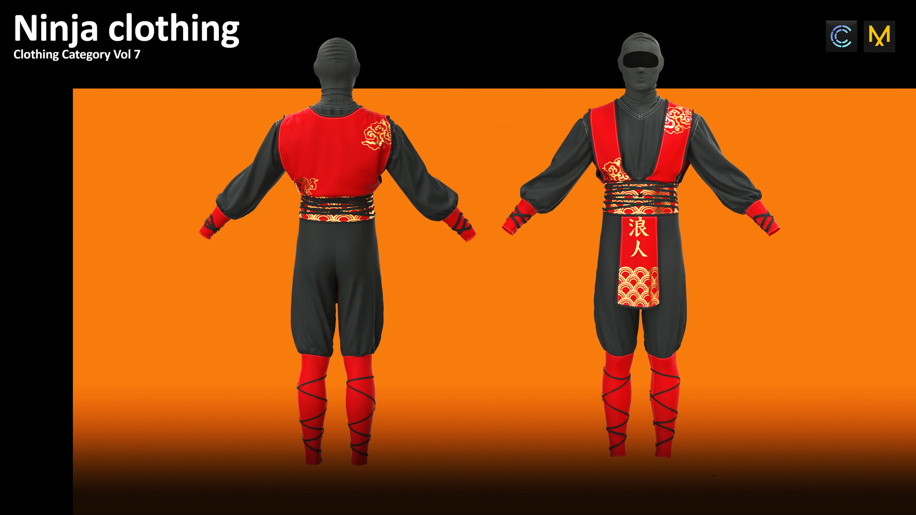 ArtStation - Ninja clothing 2 for male (Projects Files: ZPRJ, OBJ, FBX ...