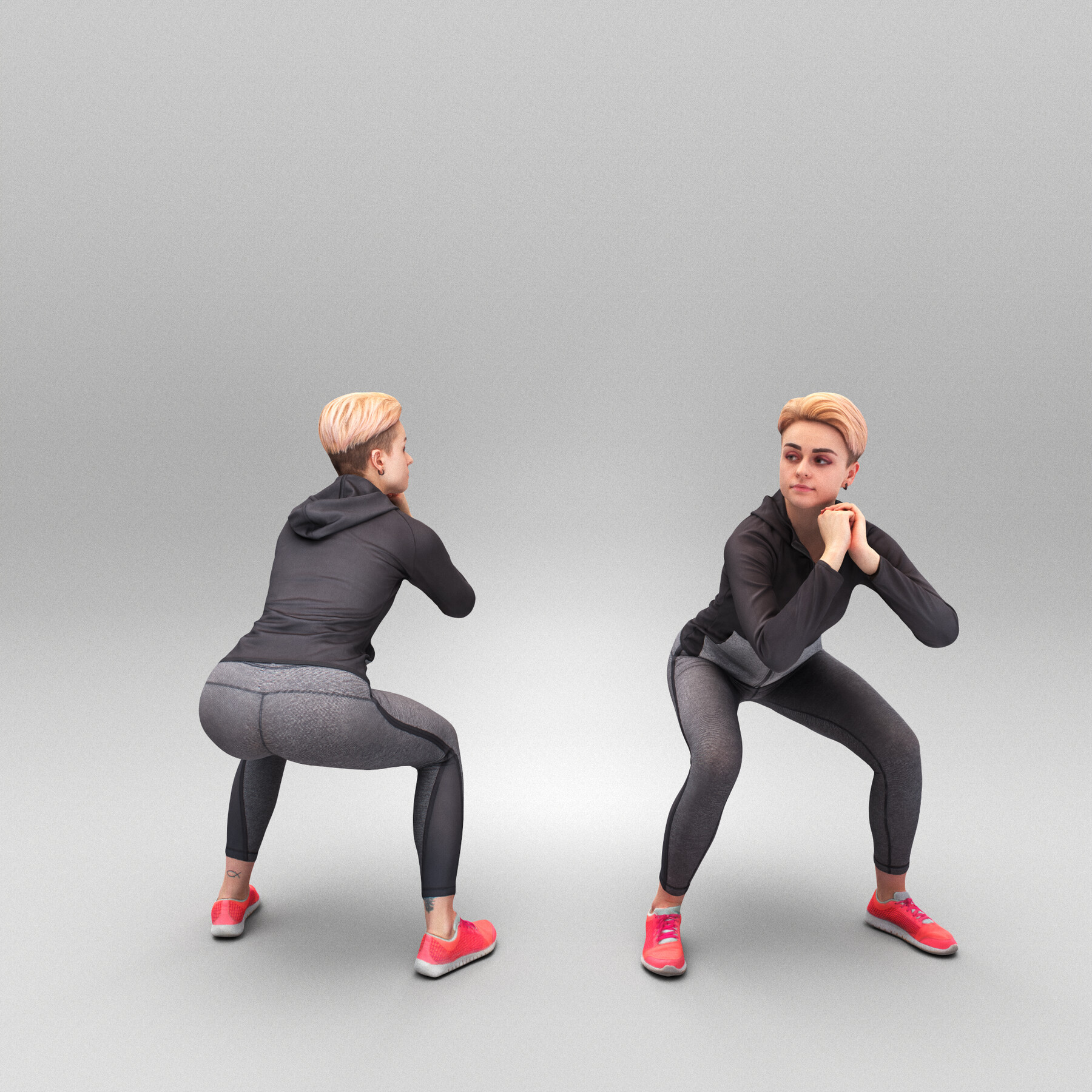 ArtStation - Young woman doing squats 376 | Game Assets