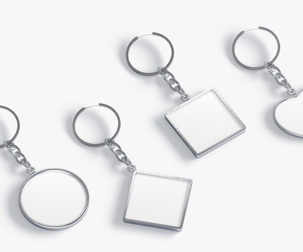 ArtStation - Keychain Shapes set - round square rhombus heart key tag ...