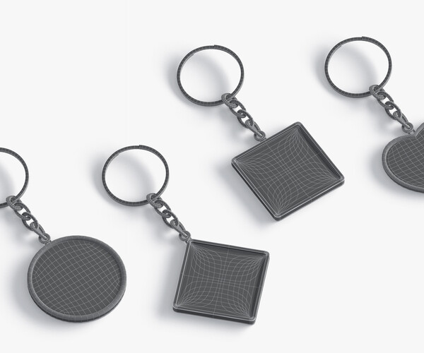 ArtStation - Keychain Shapes set - round square rhombus heart key tag holder | Resources