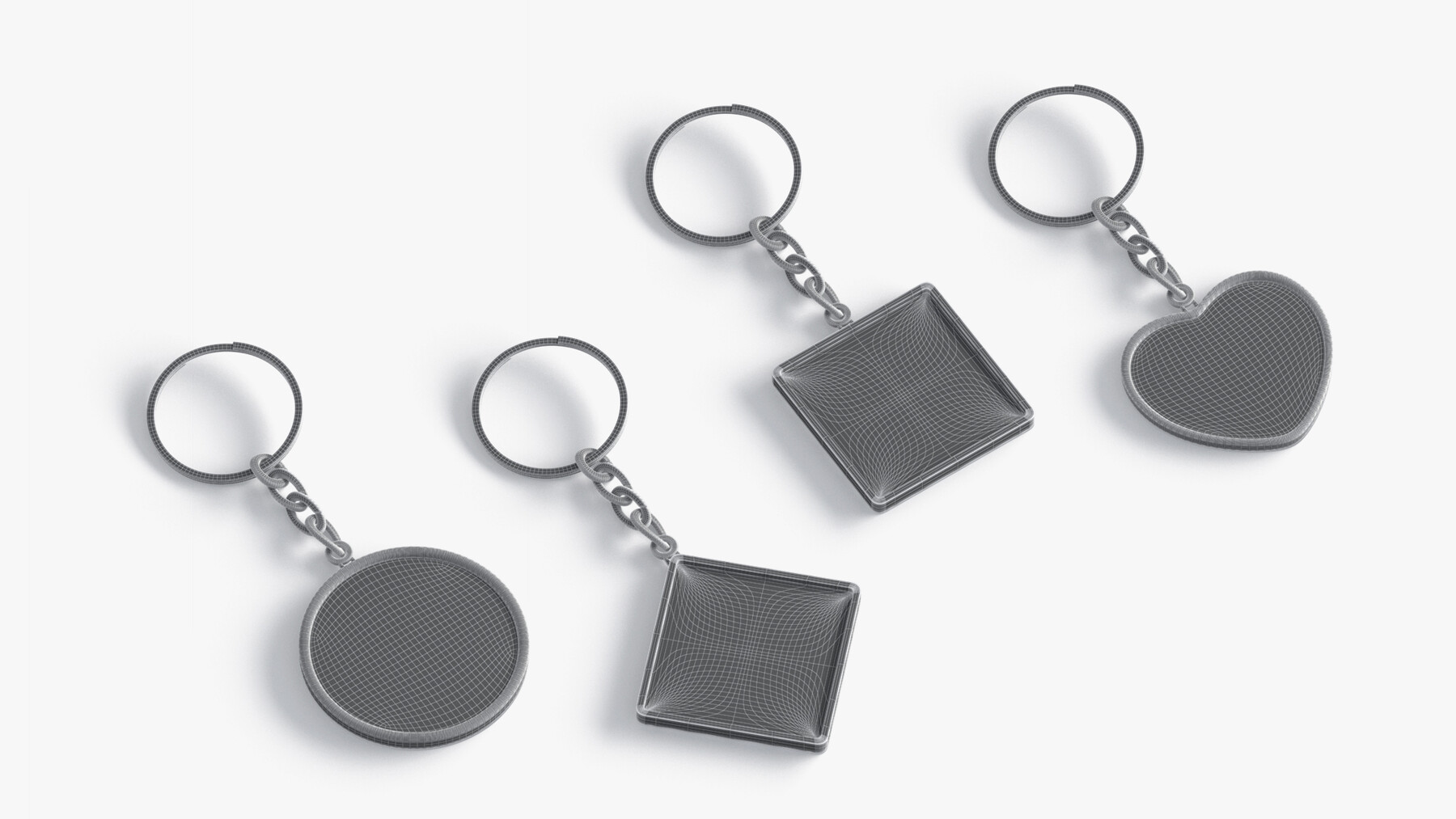 ArtStation - Keychain Shapes set - round square rhombus heart key tag ...