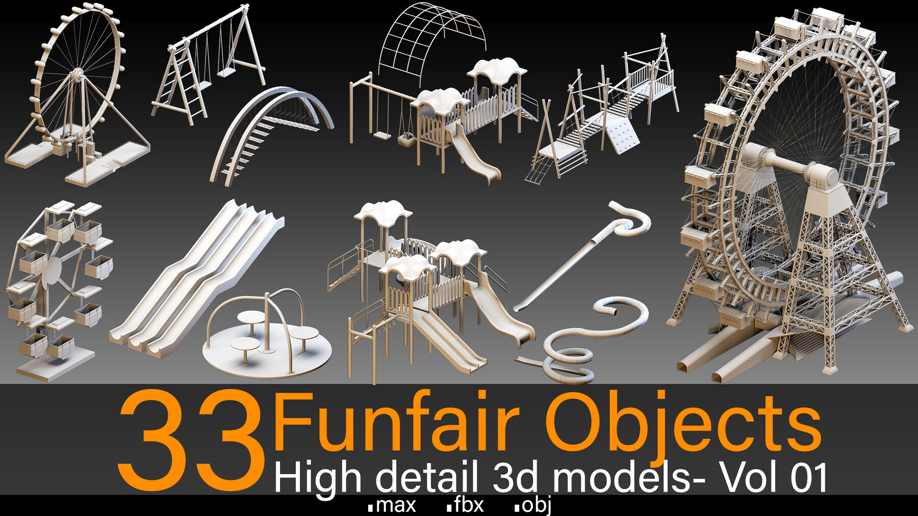 ArtStation - 33 Funfair Objects- Vol 01- High detail 3d models | Resources